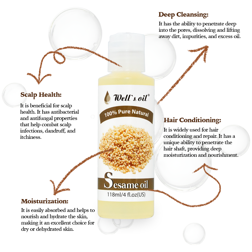 100% Pure Natural Carrier Oil 4oz Sesame – IWELL US